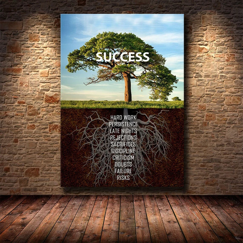 Big-Tree-Success-Motivational-Quotes-Posters-Wall-Art-Canvas-Painting ...