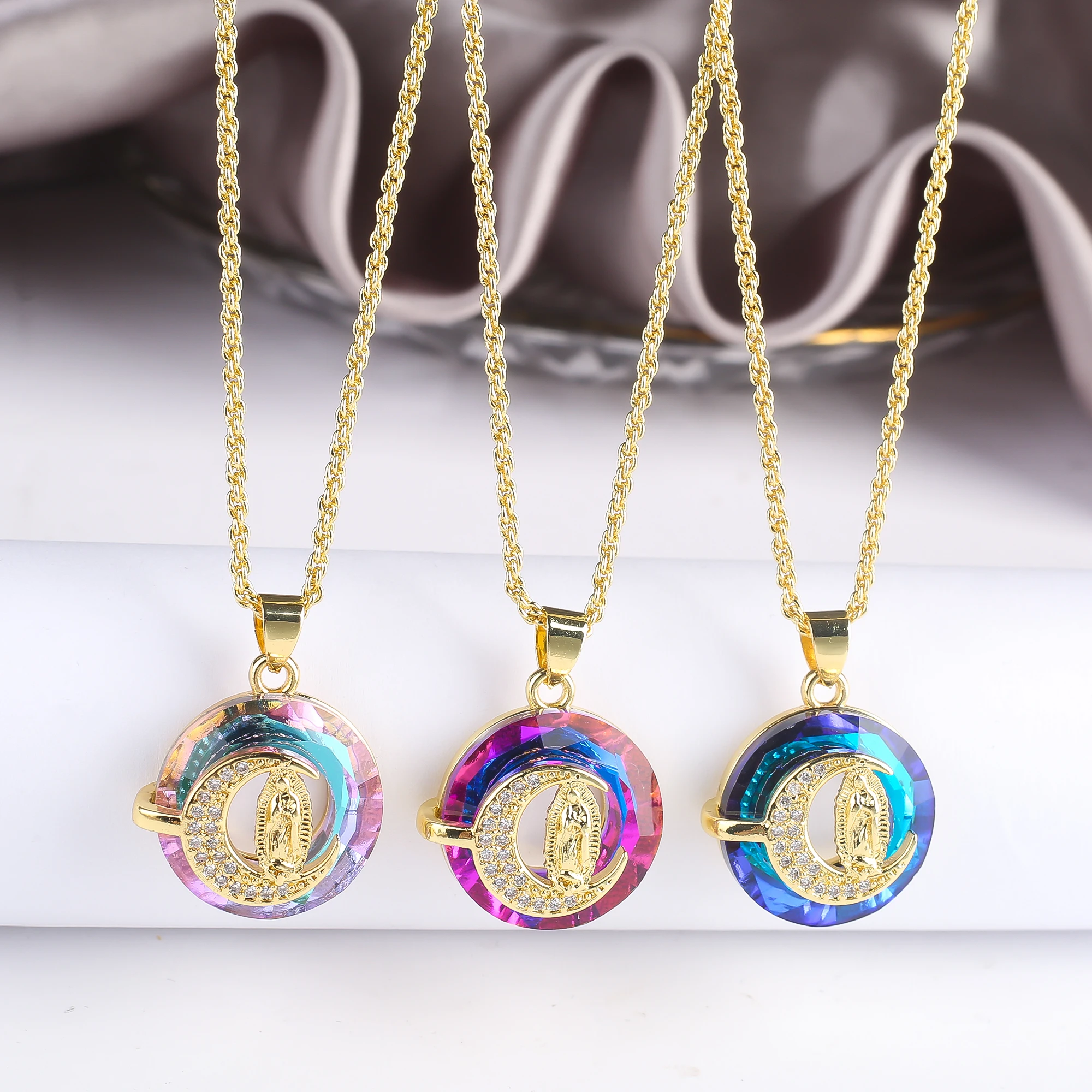 Classic-Shiny-Zirconia-St-Jude-Crystal-Donut-Pendant-Necklace-Creative ...