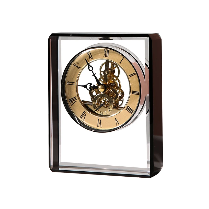 Luxury Crystal Table Clock Silent Nordic Mechanical Gear Clock Desktop ...