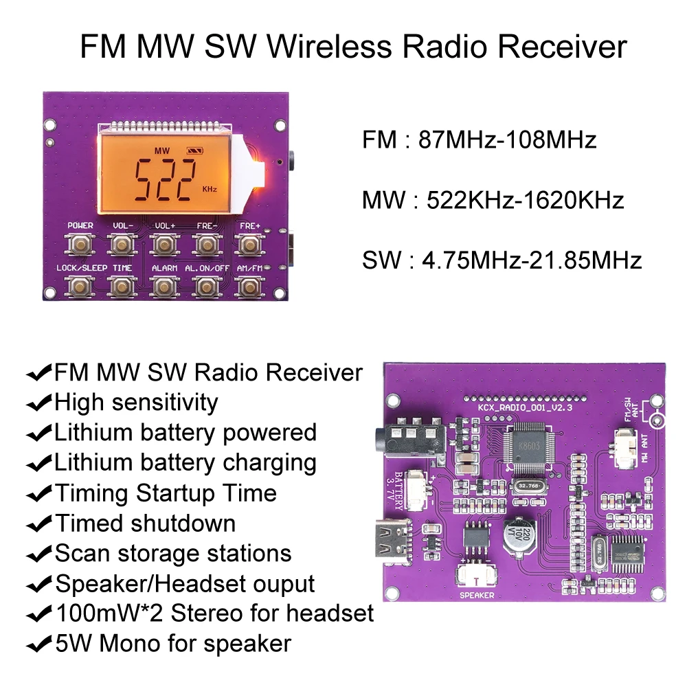 Digital Fm Rádio Receptor Sem Fio Transmissor Estéreo Placa Modulação ...