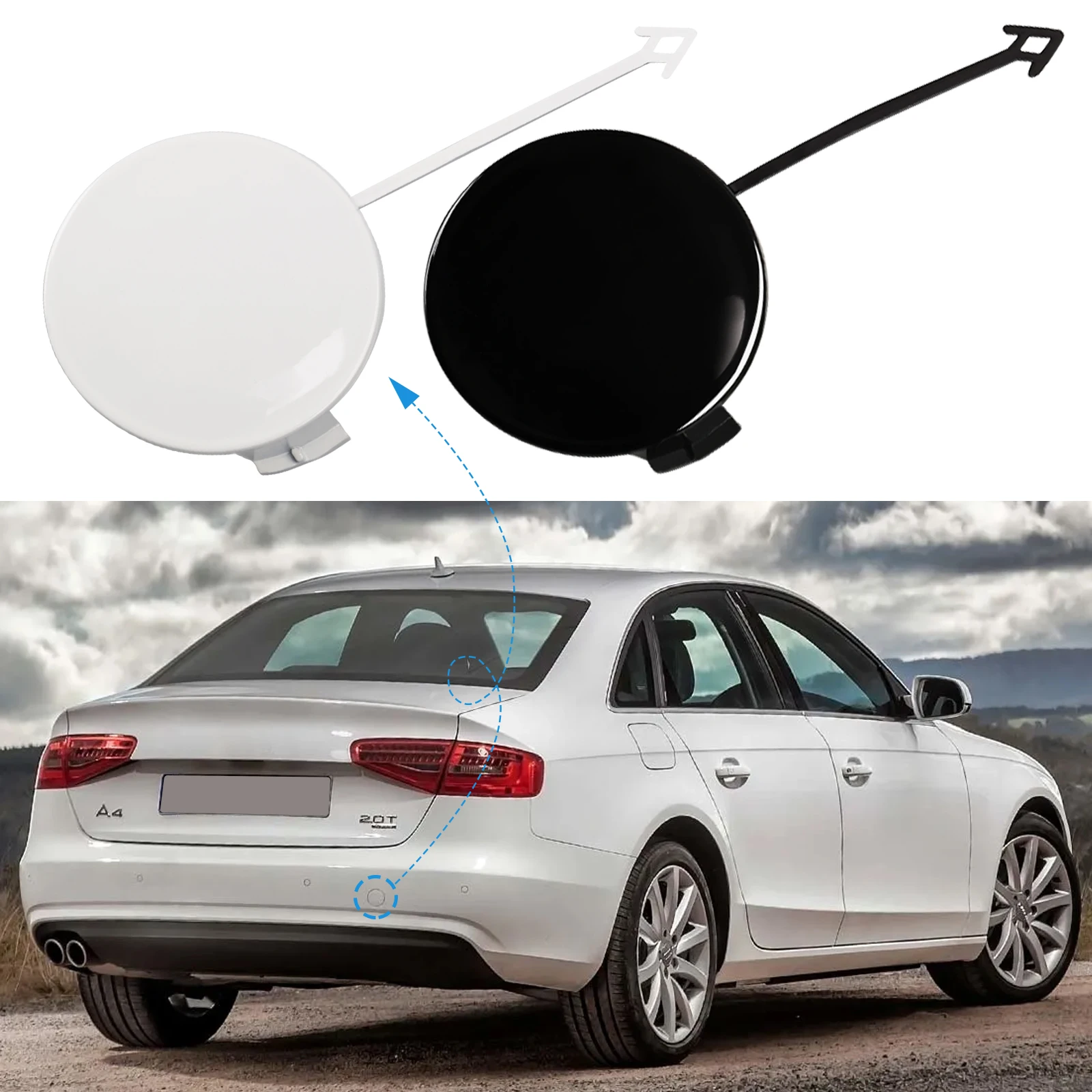 Rear Bumper Tow Hook Cover Cap Towing Eye For Audi A4 B8 Accessories ...