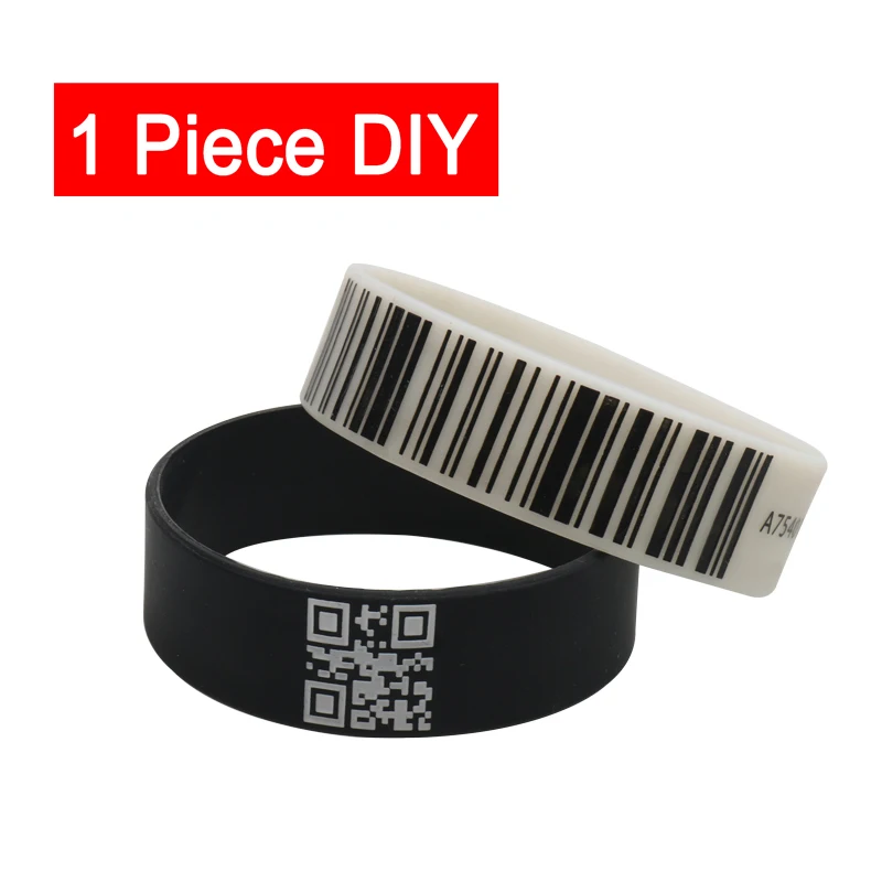 1 Piece DIY Wide Size Bracelet Personalized QR Code Barcode Silicone ...