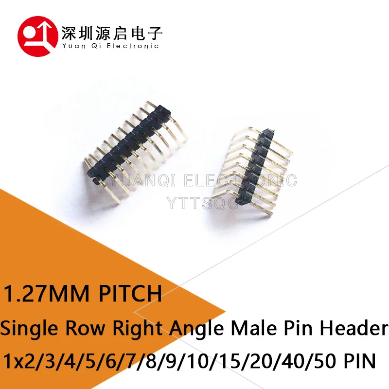 R/A 1.27mm 1.27 Single Row Right Angle Male Breakaway PCB Board Pin ...
