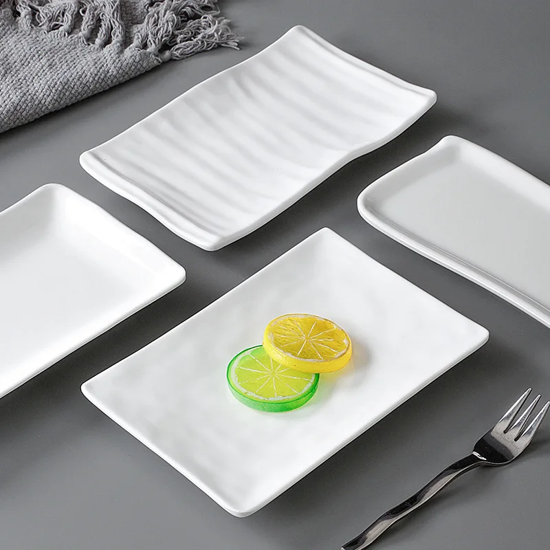 Melamine Tableware Rectangular Plate White Long Plate Commercial ...