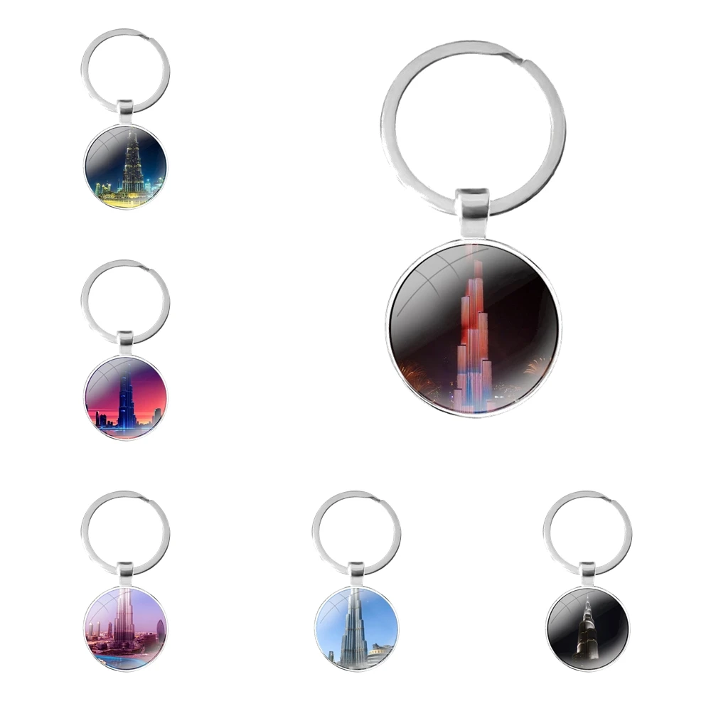 Burj Khalifa Tower building Dubai glass cabochon keychain Bag Car key ...
