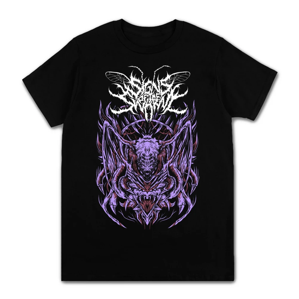 Vintage Deathcore Rock Band Signs of the Swarm T Shirt Print Round Neck ...