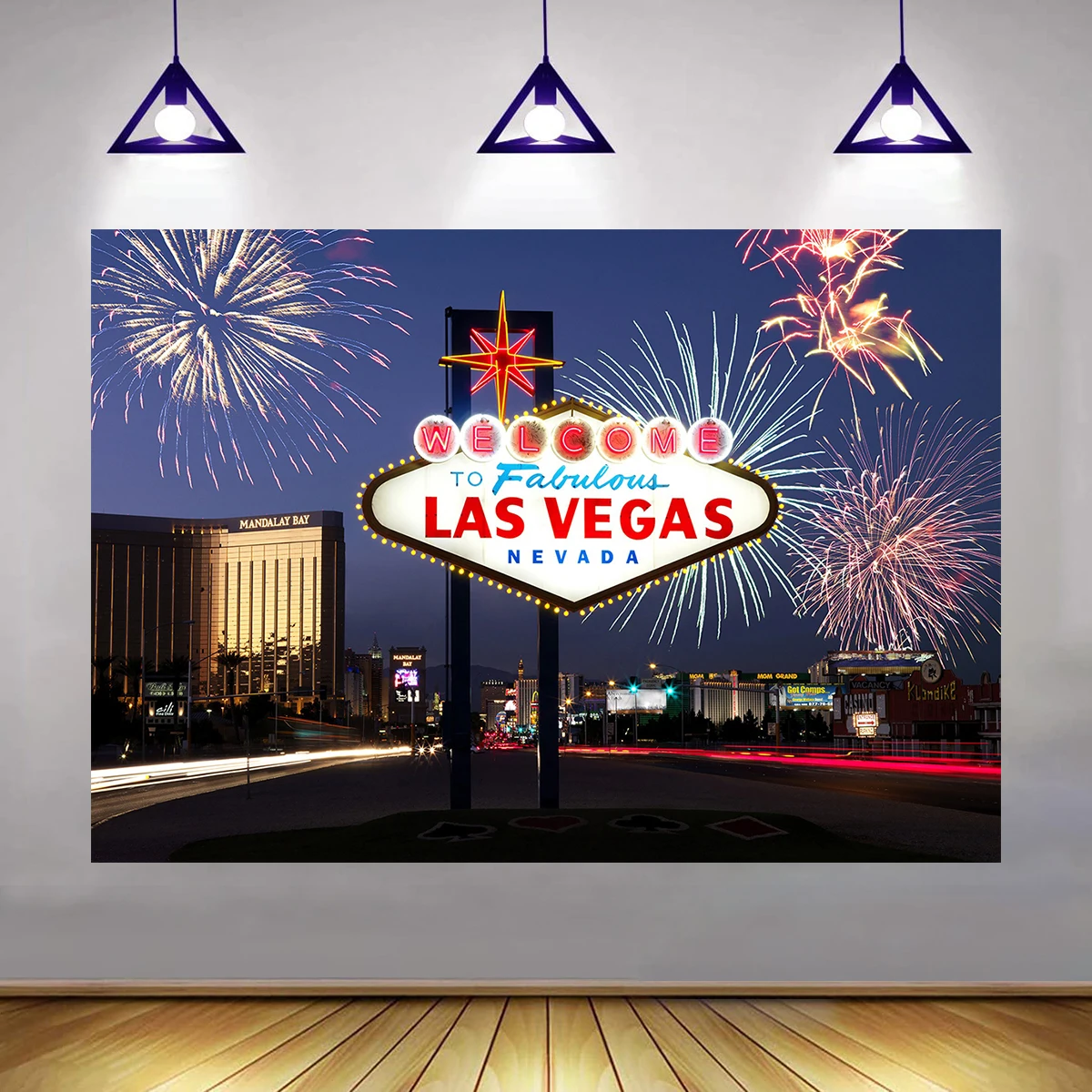 Las Vegas Fabulous City Fireworks Photo Background Casino Night Themed ...