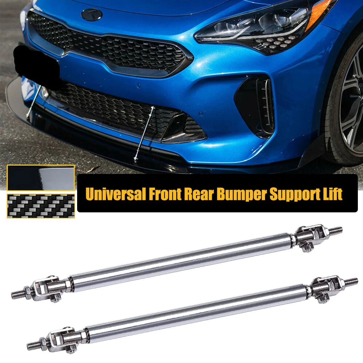 2pcs Universal Front Bumper Lip Splitter Spoiler Strut Rod Tie Support ...