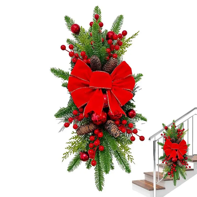 Christmas-Handrail-Garland-LED-Christmas-Staircase-Wreath-Decor-Indoor ...