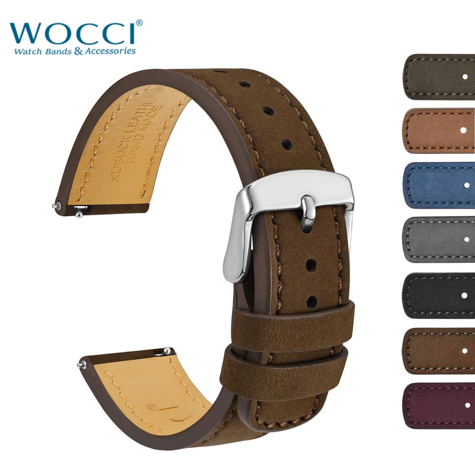 WOCCI-Nubuck-Top-Grain-Leather-Watch-Strap-18mm-20mm-22mm-Men-Women ...