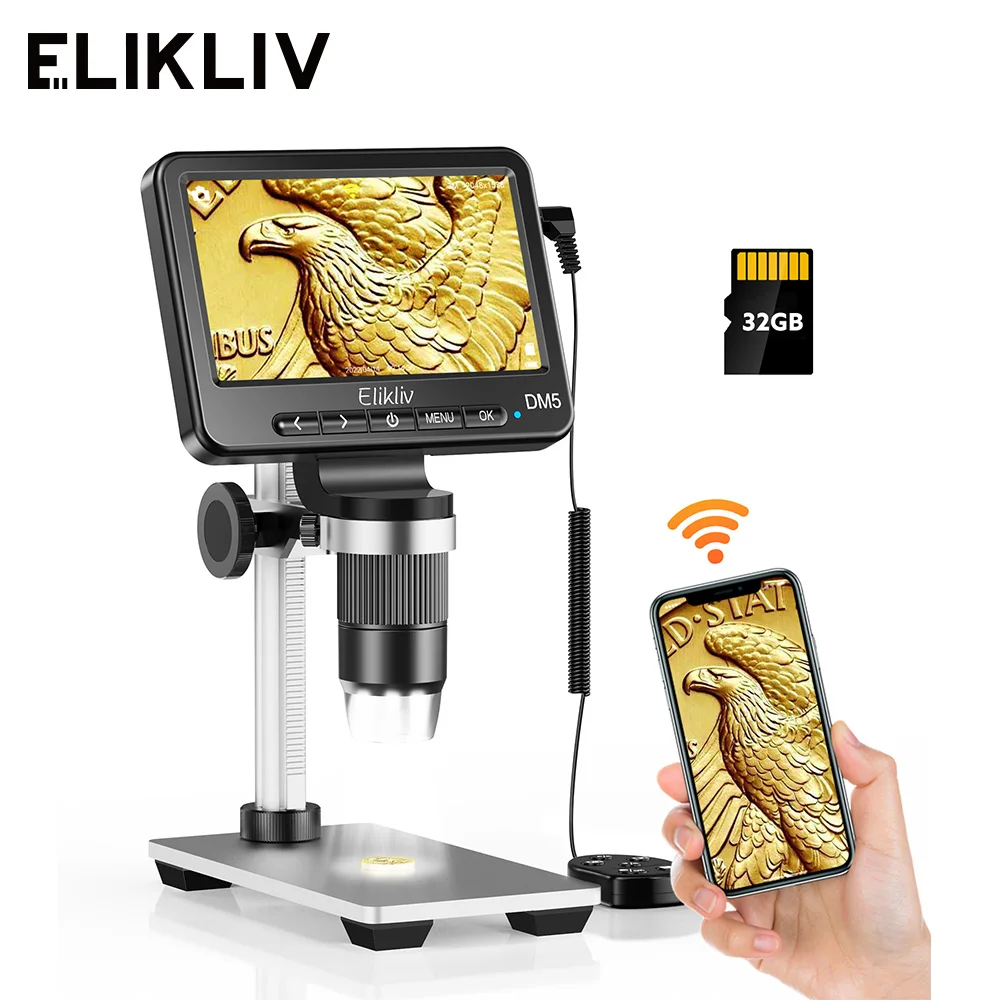 Elikliv-DM5-5-1000X-Wireless-Digital-Microscope-for-Electronics-1080P ...