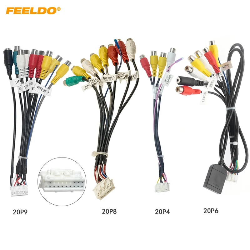 FEELDO 20-pin Extended Interface RCA AUX-IN/OUT Cable With SIM MIC Slot ...