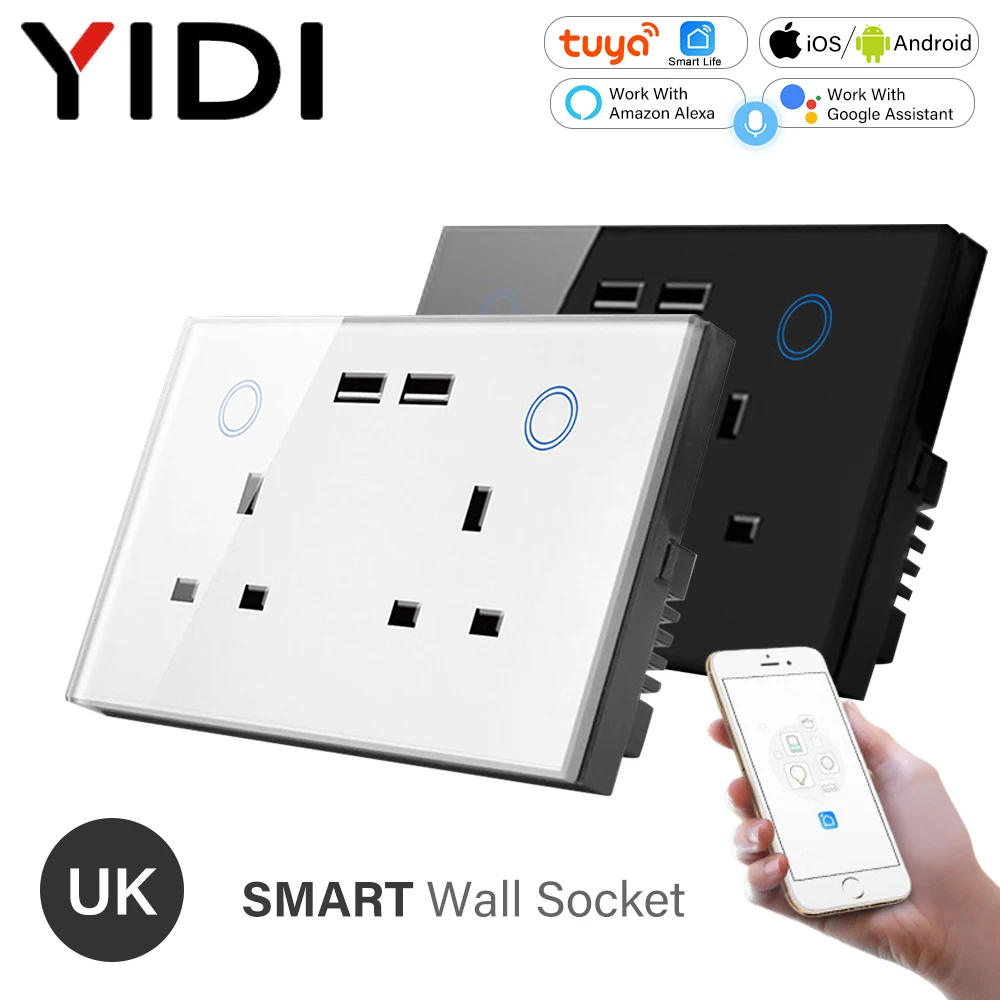 UK-WiFi-Wall-Socket-Smart-Home-Touch-Switch-Dual-USB-Charger-Power ...