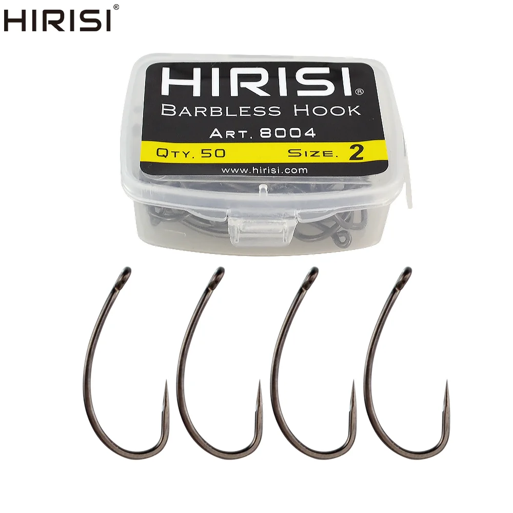 50pcs Carp Fishing Hook Coating Barbless Non-barb Fishhooks High Carbon Steel 8004 - Fishhooks ...
