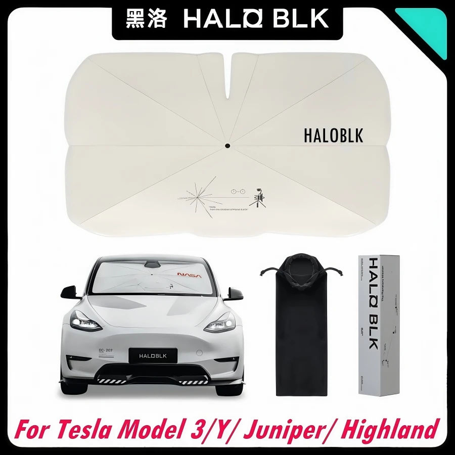 HALOBLK Windshield Sunshade Umbrella for All Tesla Model Y Model 3 ...