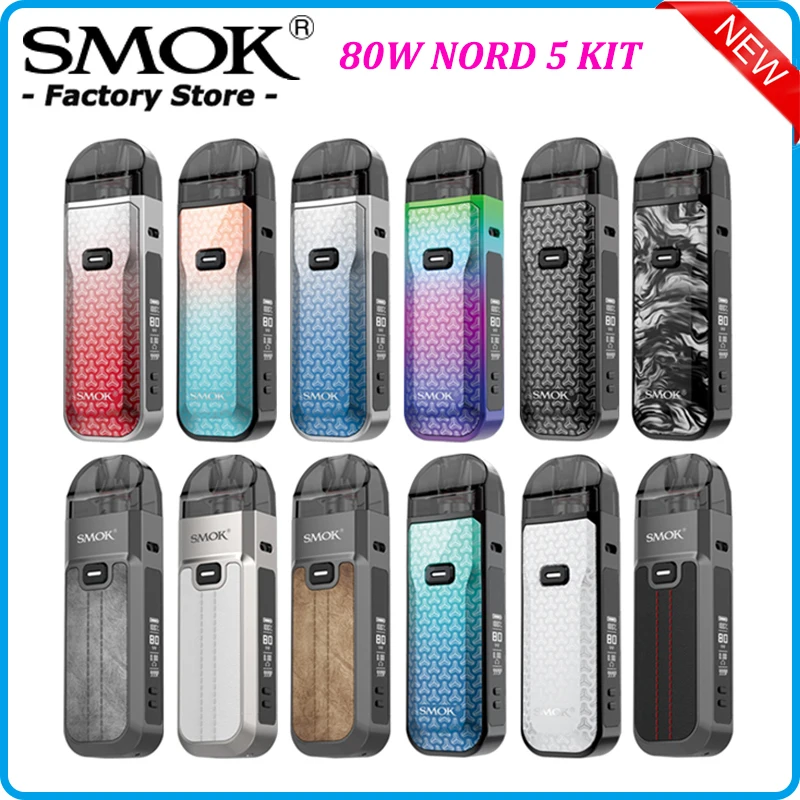 Original-SMOK-Nord-5-Kit-80W-Vape-2000mAh-Battery-5ML-Pod-Cartridge-Fit ...