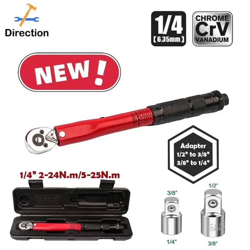 2-25N.m Torque Wrench 1/4 Precise Reversible Ratchet Torques Key ...
