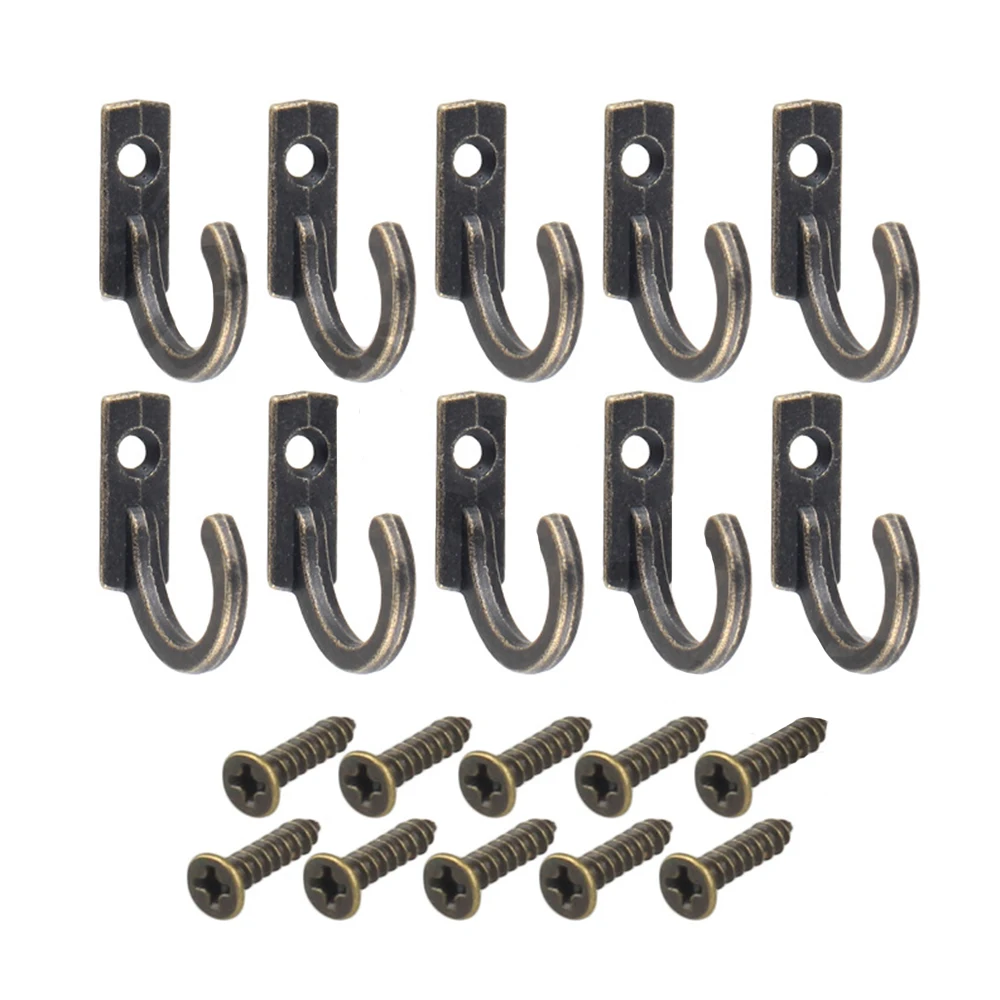 10PCS Small Antique Hooks Wall Hanger Curved Buckle Horn Lock Clasp ...