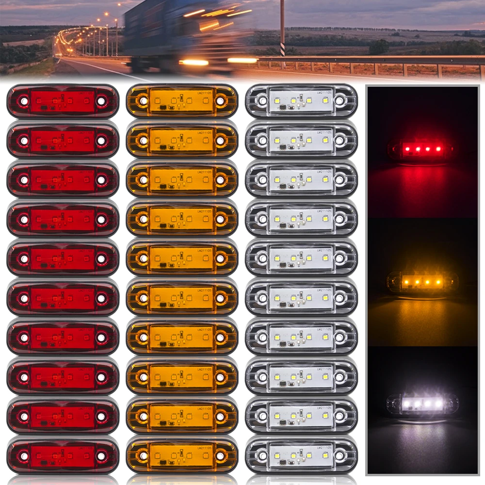 10PCS 12V 24V LED Side Marker Lights Car External Lights Warning ...