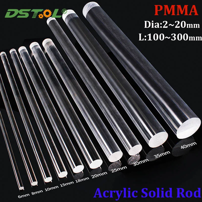 1Pc-Transparent-Organic-Glass-Rod-Acrylic-PMMA-Solid-Round-Rods ...