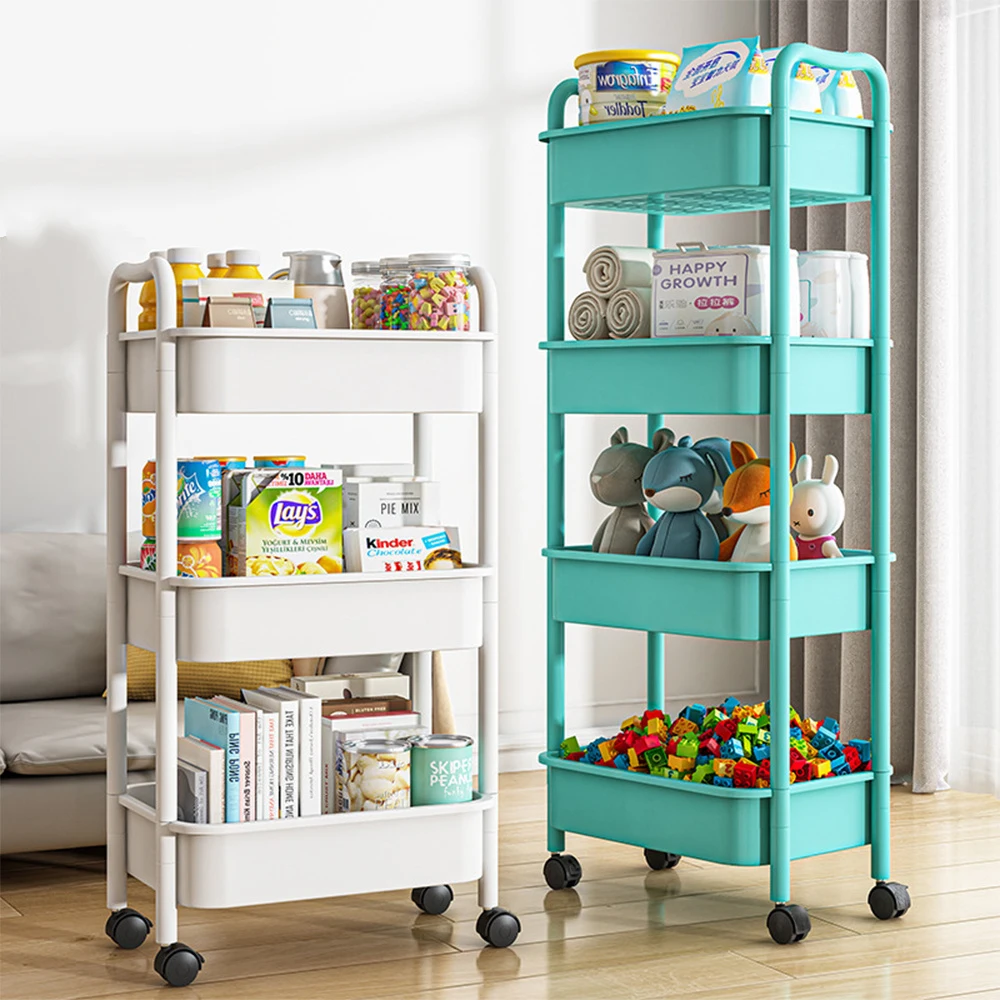 4-3-Tier-Plastic-Rolling-Utility-Cart-Multi-Functional-Storage-Trolley ...