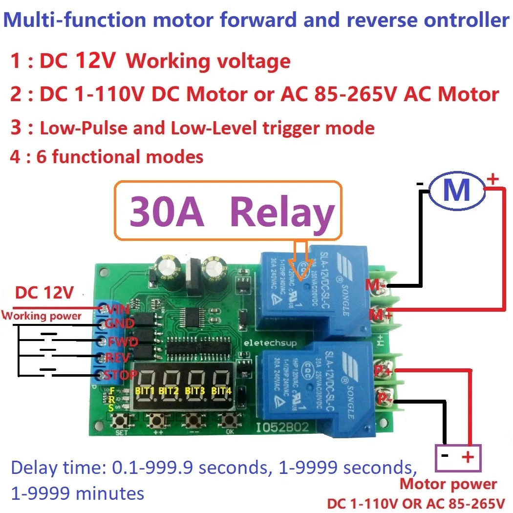 30A 12V Multifunction DC/AC Motor Controller with Reverse Function ...
