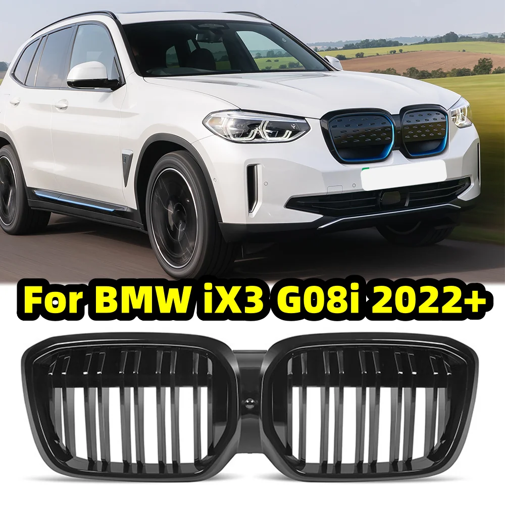 Car-Front-Kidney-Bumper-Grille-For-BMW-iX3-G08i-2022-2023-Glossy-Black ...
