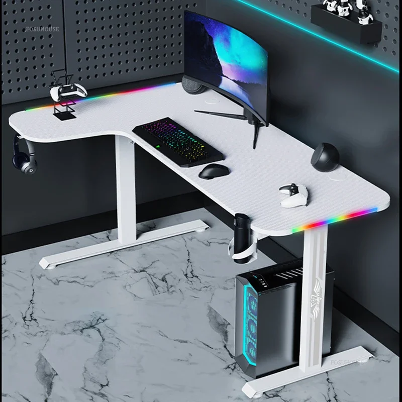 Bàn máy tính đôi Bắc Âu có góc đèn RGB Bàn chơi game Máy tính để Bàn ...