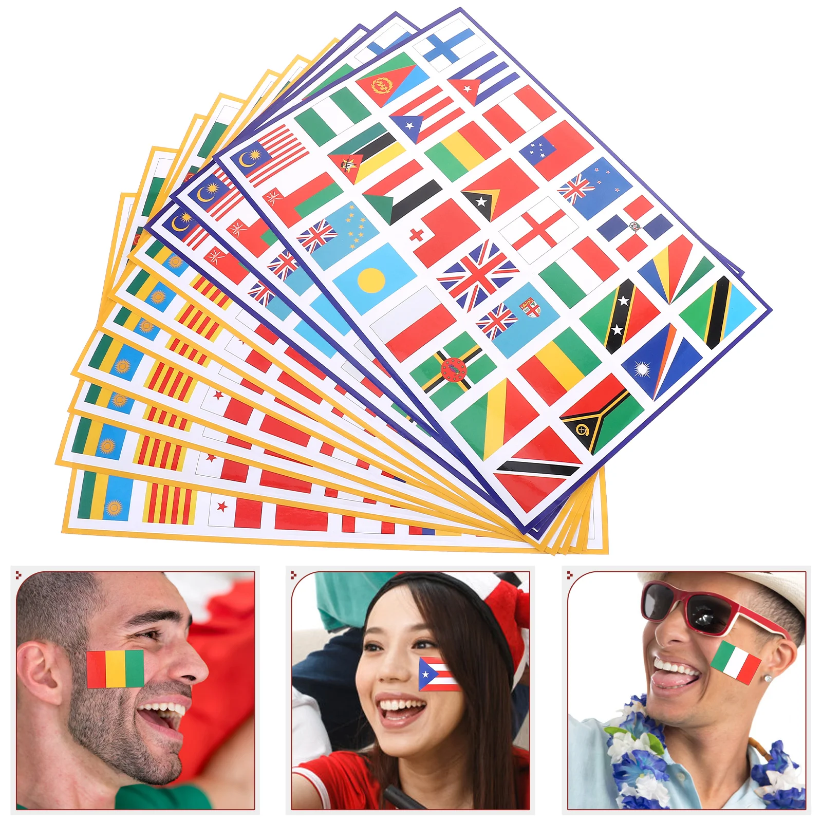 10 Sheets World Flags Sticker Decorative Country Stickers Football Cup ...
