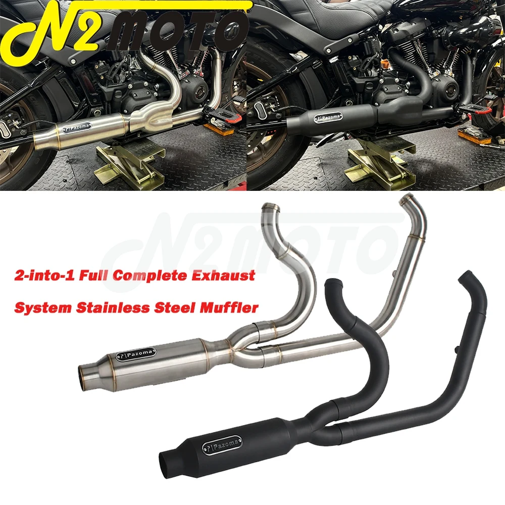 2 into 1 Exhaust Mufflers Motorcycle Slip-on Muffler 51mm For Harley ...