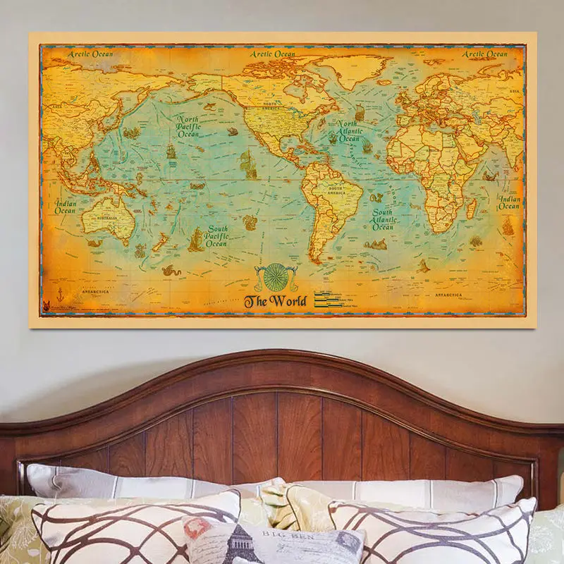 Pinturas-en-lienzo-de-mapa-del-mundo-im-genes-antiguas-Retro-p-ster-e ...