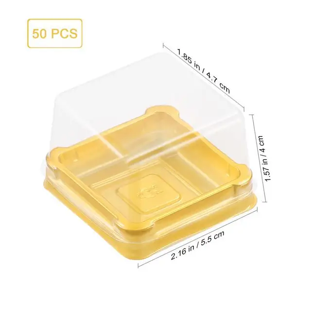 UPKOCH 50pcs Plastic Square Moon Cake Boxes Egg-Yolk Puff Container ...