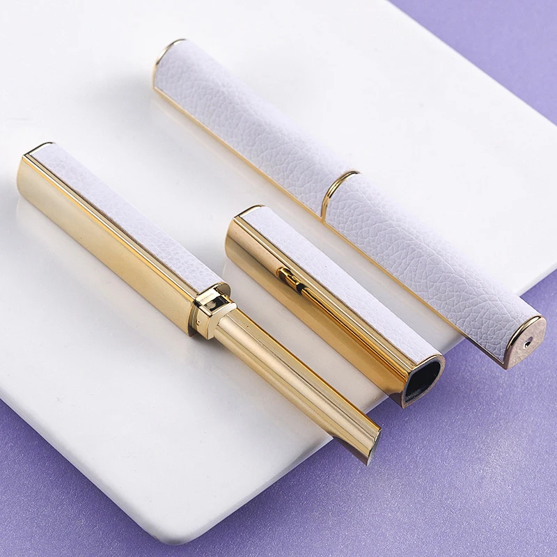 Empty 3.5g Lipstick Tube PU White Gold Lip Balm Containers Cosmetic ...