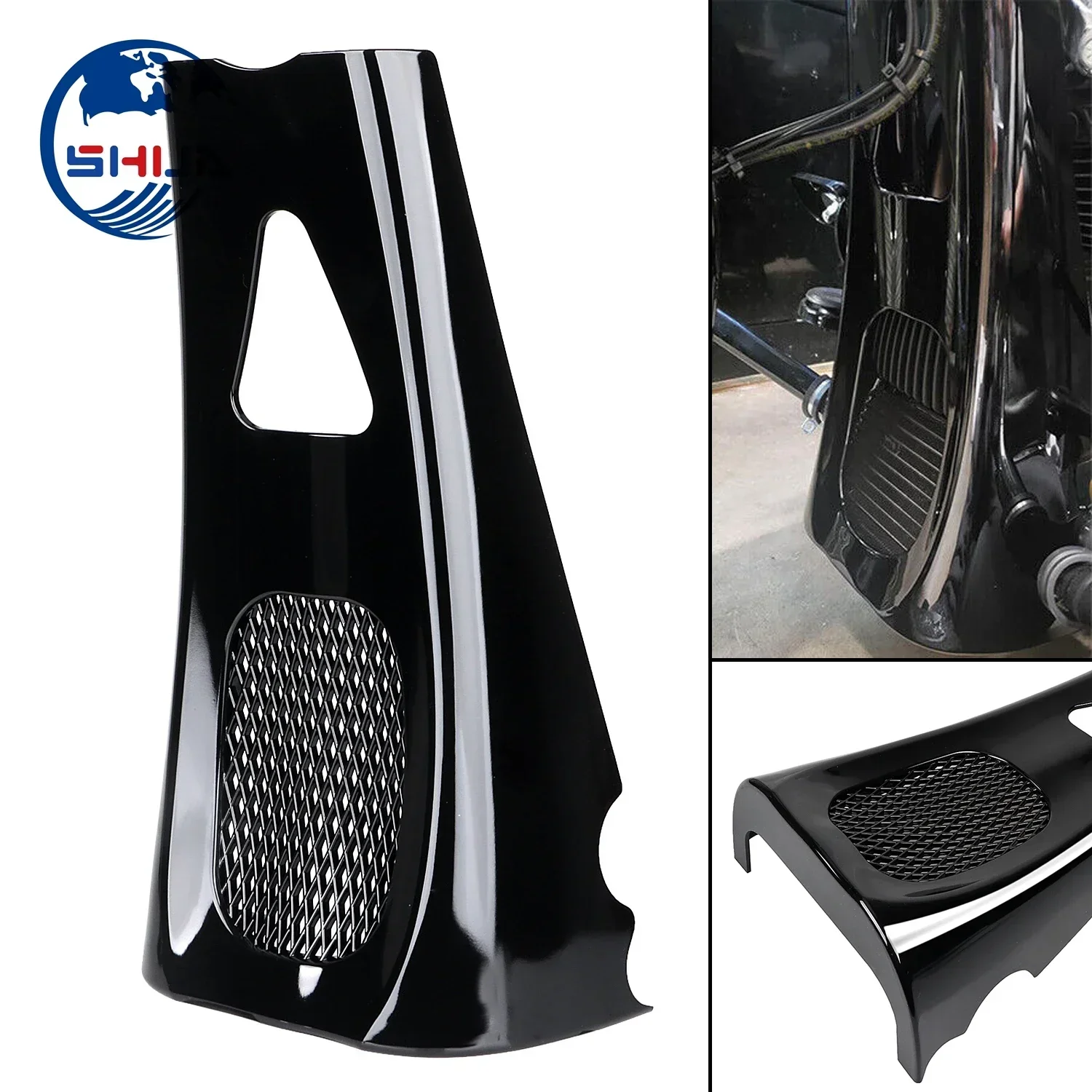 Gloss-Black-Motorcycle-Stretched-Chin-Spoiler-Scoop-Fits-For-Harley ...
