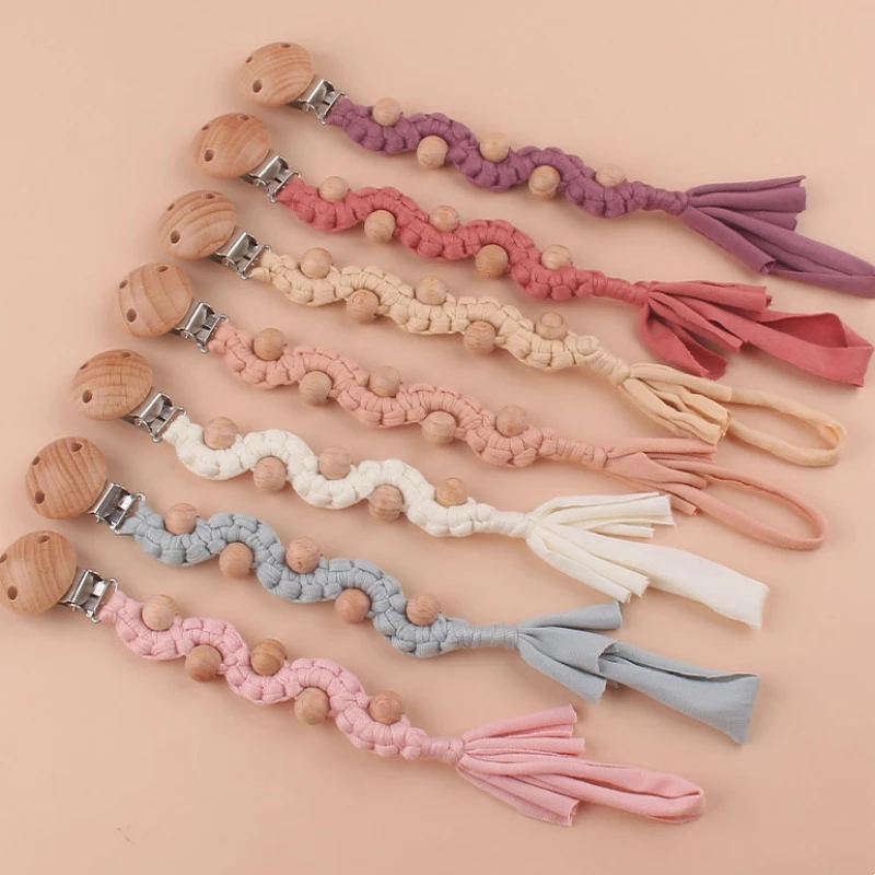 Baby-Wood-Bead-Anti-drop-Chain-Pacifier-Clips-Hand-Braided-Cotton-Cloth ...