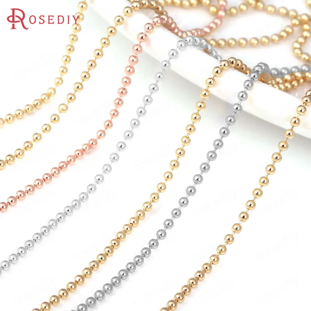 2 Meters 1.2mm 1.5mm 14k Gold Color Brass Ball Chains Beads Chains ...