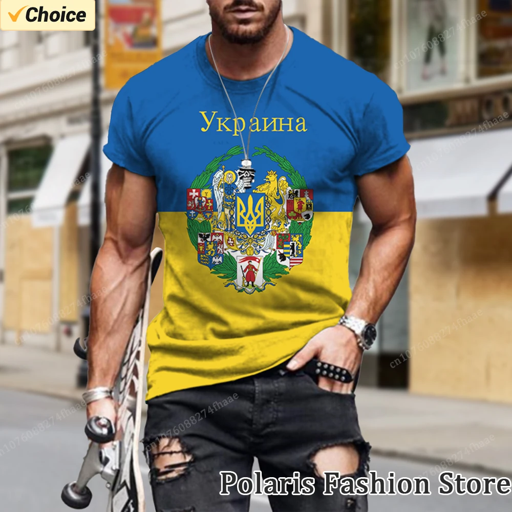 Ukraine-Flag-Tee-Shirt-National-Emblem-Men-s-T-shirt-Summer-Short ...