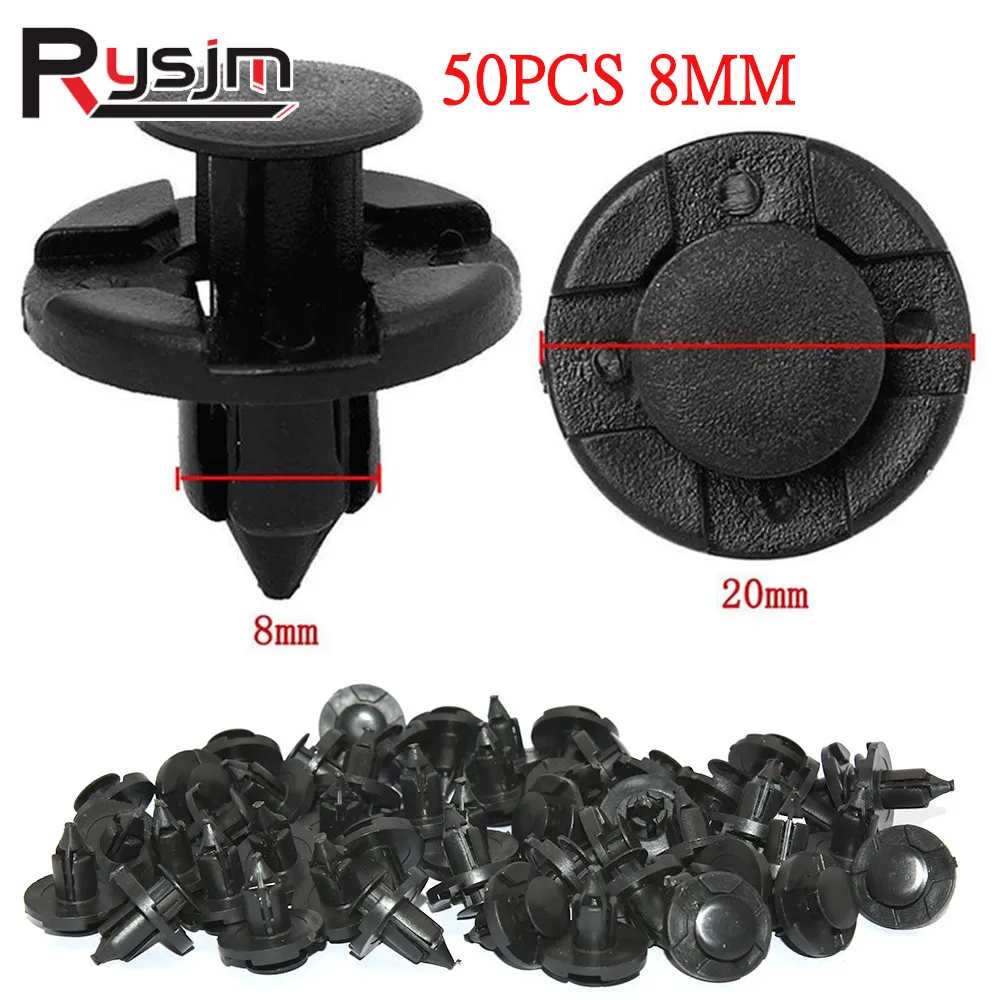 50pcs 8mm Auto Fastener Clip Car Body Push Retainer Pin Rivet Bumper ...