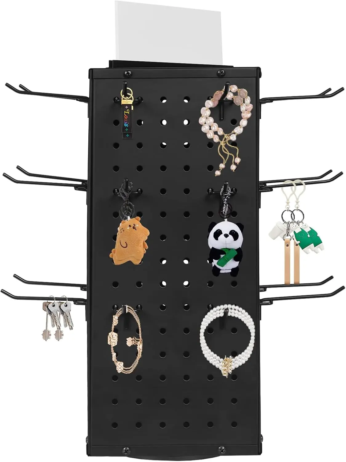 Rotating Pegboard Display Stand with 24 Hooks, 360 Degrees ° Rotation ...