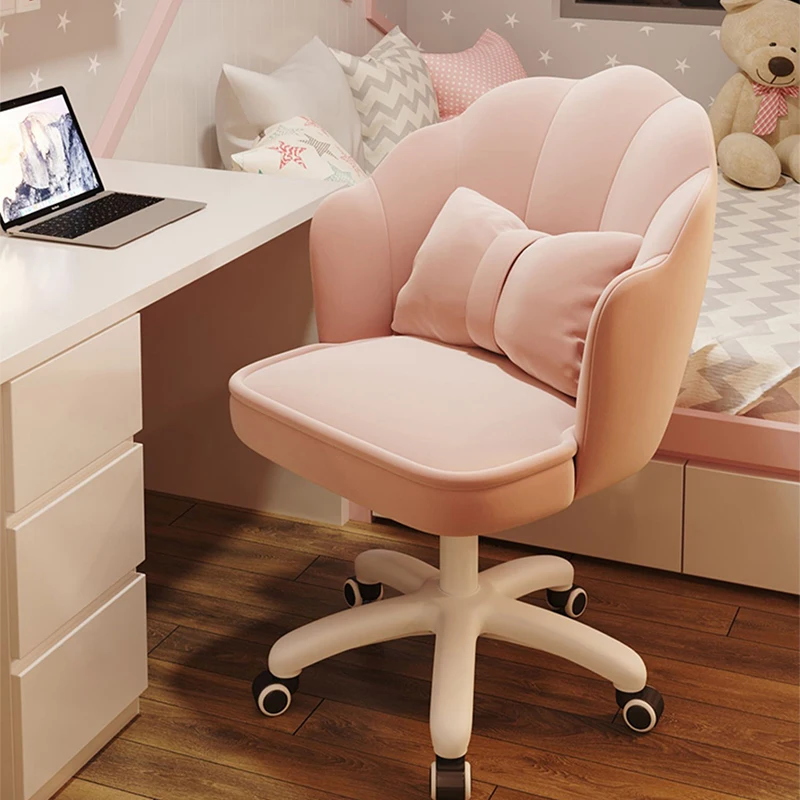 Computer-Chair-Pink-Cute-Girl-Office-Home-Comfortable-Gaming-Chair-Desk ...