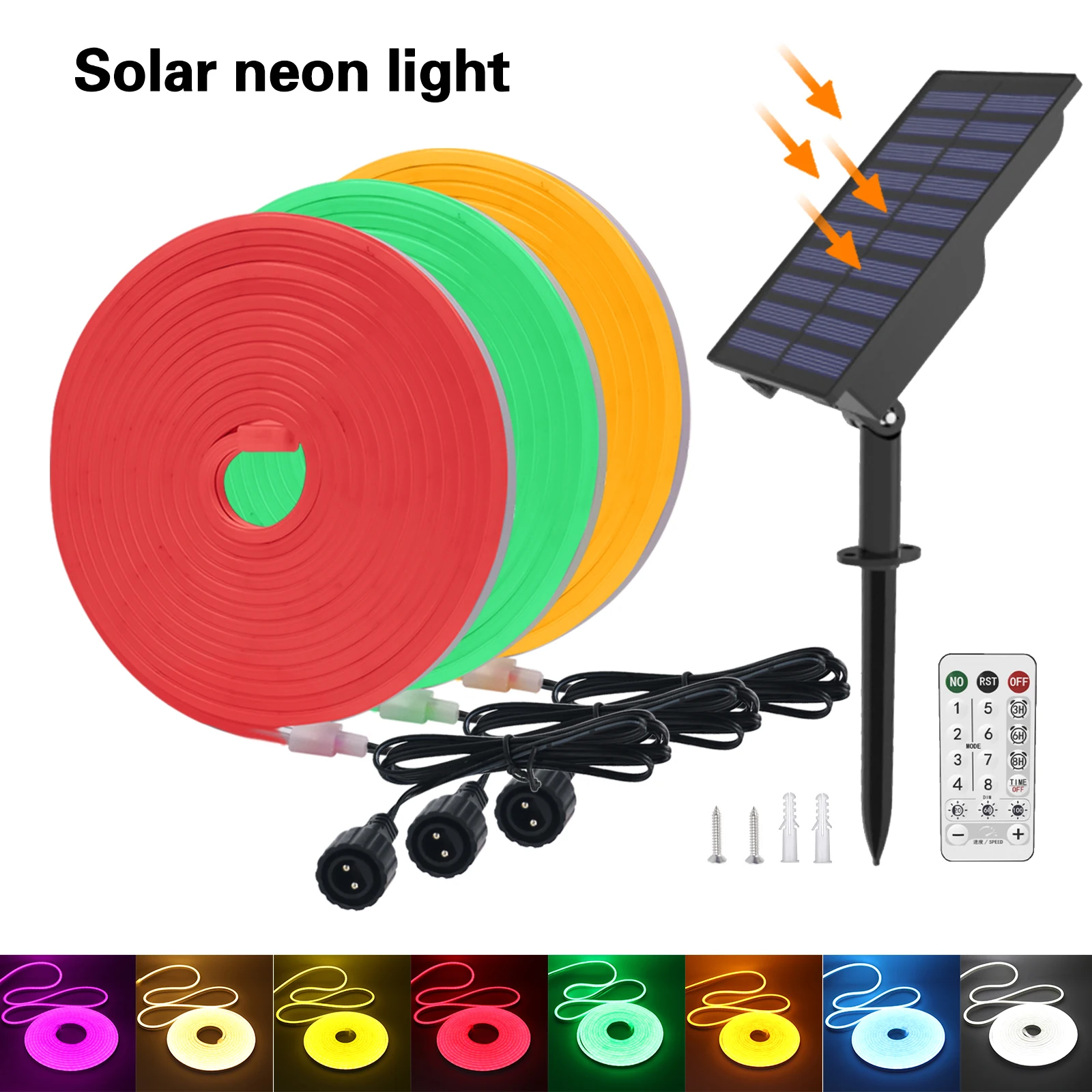 Tira de luces LED de neón Solar de 10M para piscina al aire libre IP67 ...