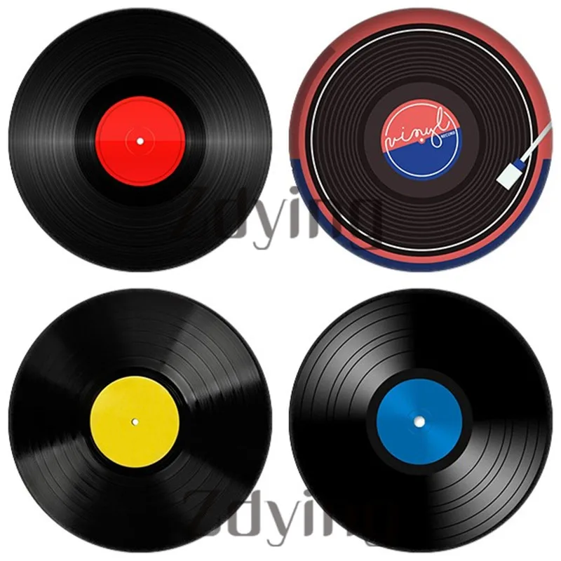 ZDYING 5pcs/lot classic music Record Disc Glass Dome Round Photo Glass ...