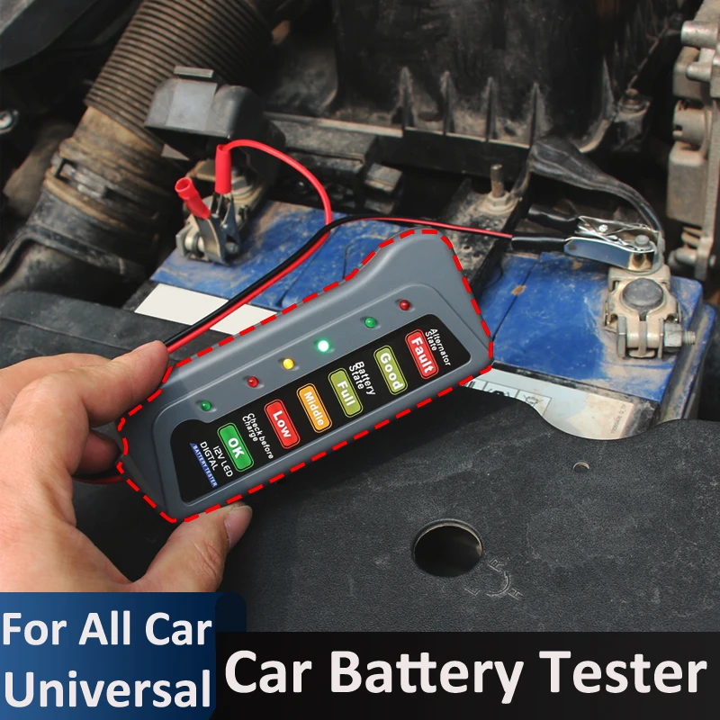 Battery Tester 12V Car Digital Alternator 6 LED Lights Display ...