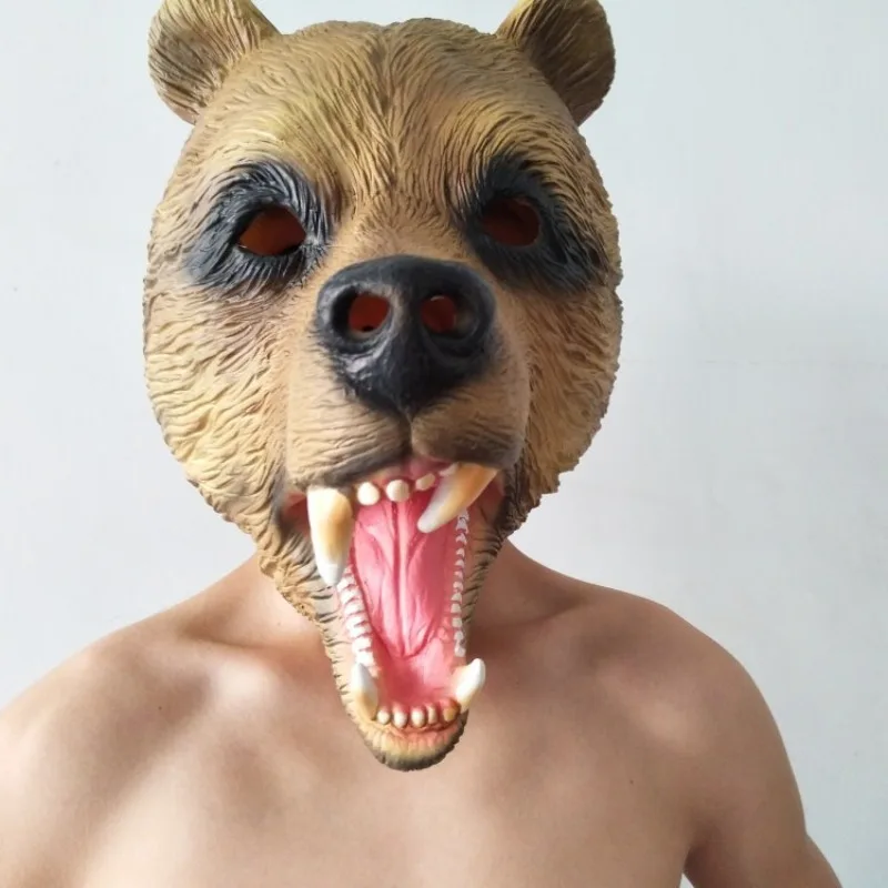 Capucha de oso pardo de látex para fiesta de Halloween, accesorios de ...