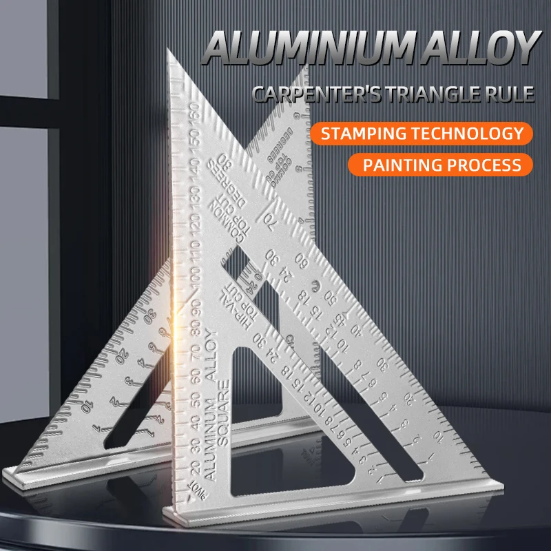 AIRAJ-7Inch-Triangle-Ruler-Aluminium-Alloy-Carpenter-Inch-Metric-Angle ...