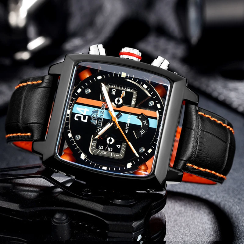 Automatic Mechanical Full Black Watch | Automatic Men Watch Paulares ...