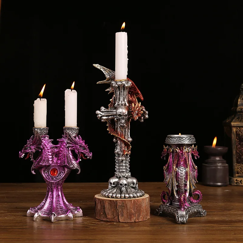 Halloween-Battle-Dragon-Candlestick-Resin-Decoration-Home-Desktop ...