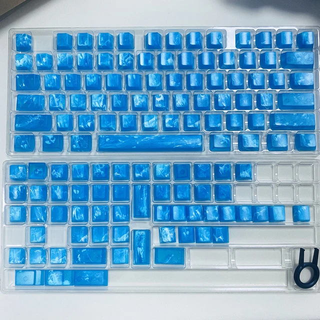 Cheer 130 Keys Blind Keycaps Blue Glacier Transparent PC For Mx Switch ...