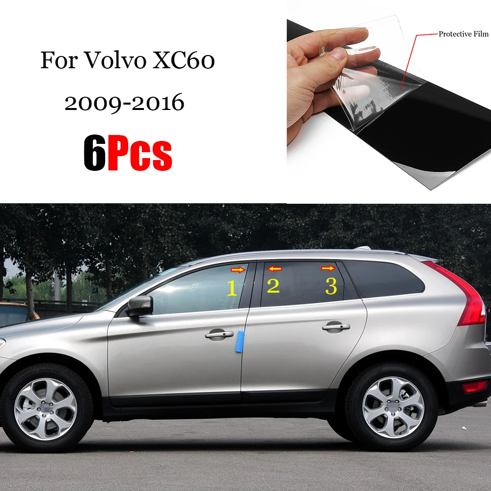 6PCS-Mirror-Window-Pillar-Posts-Trim-For-Volvo-XC60-2009-2016-Mirror ...