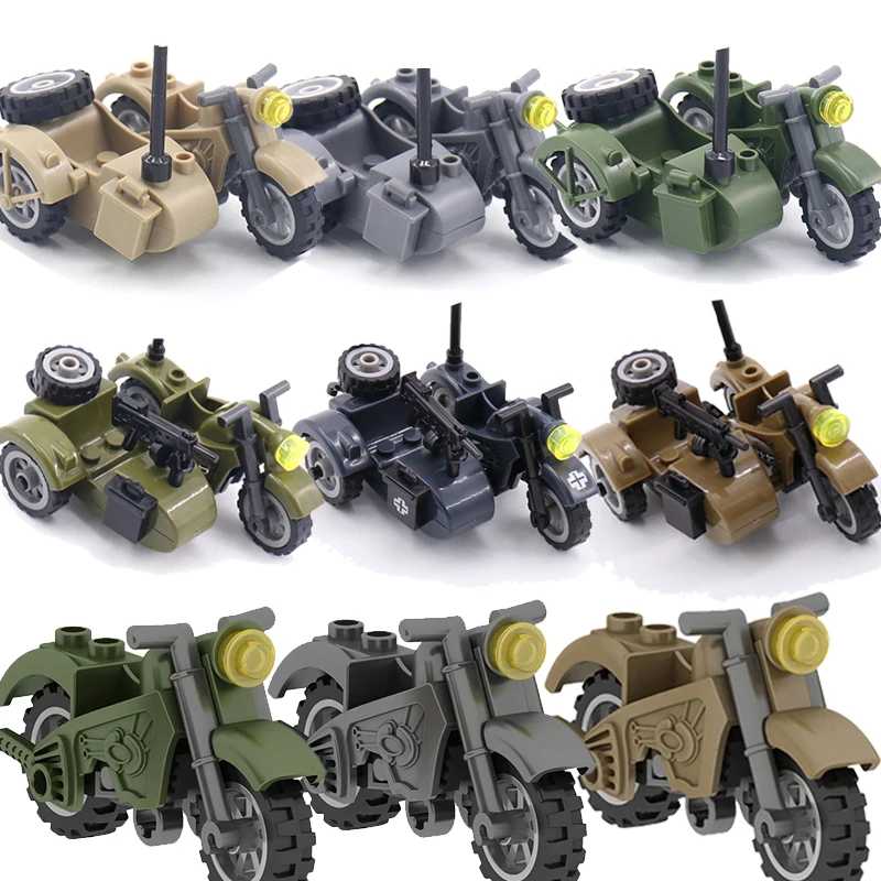 Military-WW2-Moto-Three-Rounds-Motorcycle-Vehicle-Tool-Car-Army-Figures ...